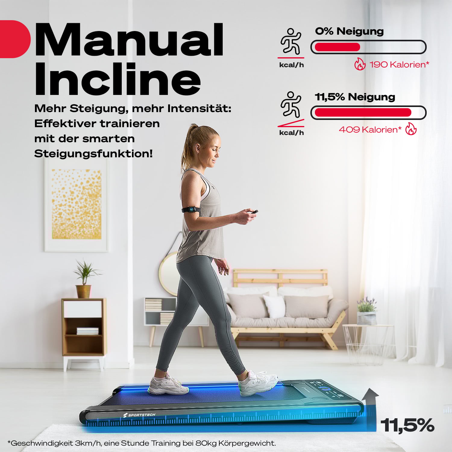 Laufband sWalk grau | Kompakt & leise fürs Homeoffice