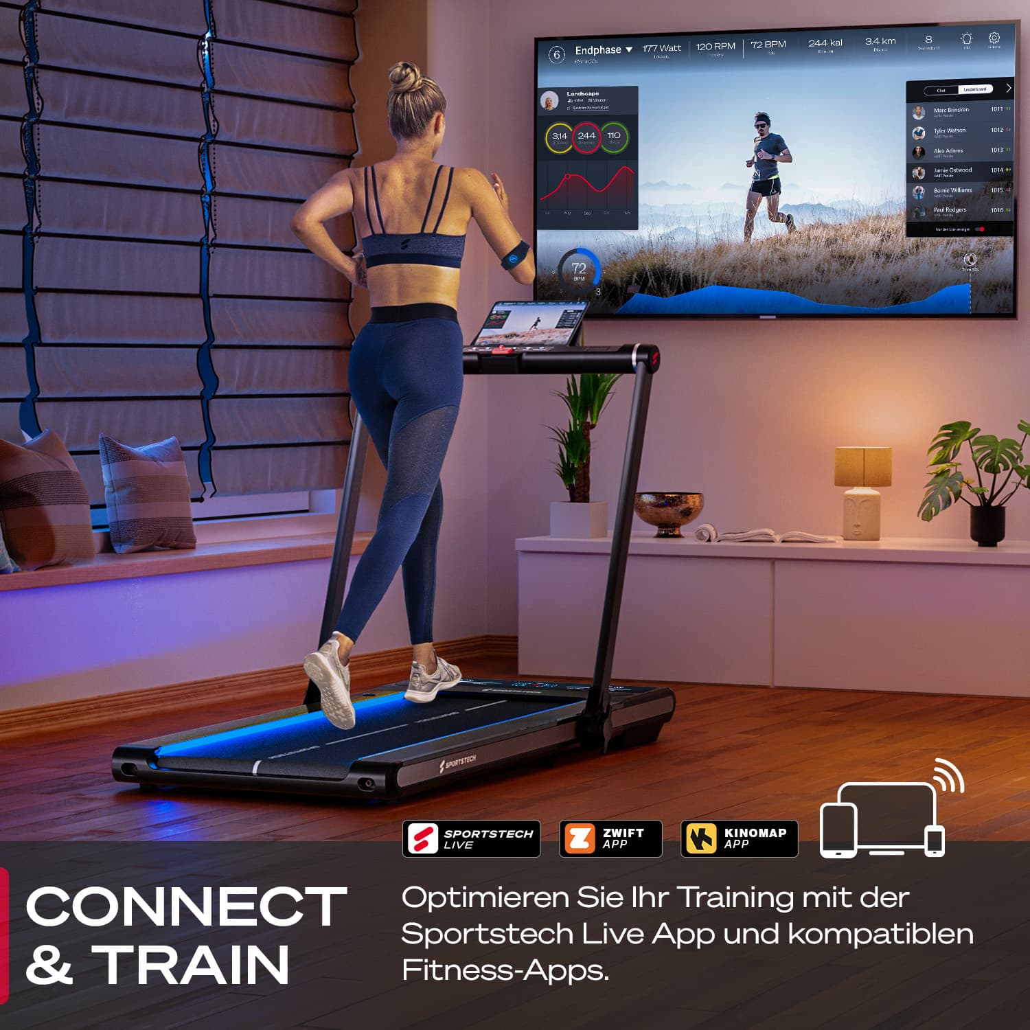 sWalk Plus Laufband | 2 in 1 klappbares Treadmill von SPORTSTECH