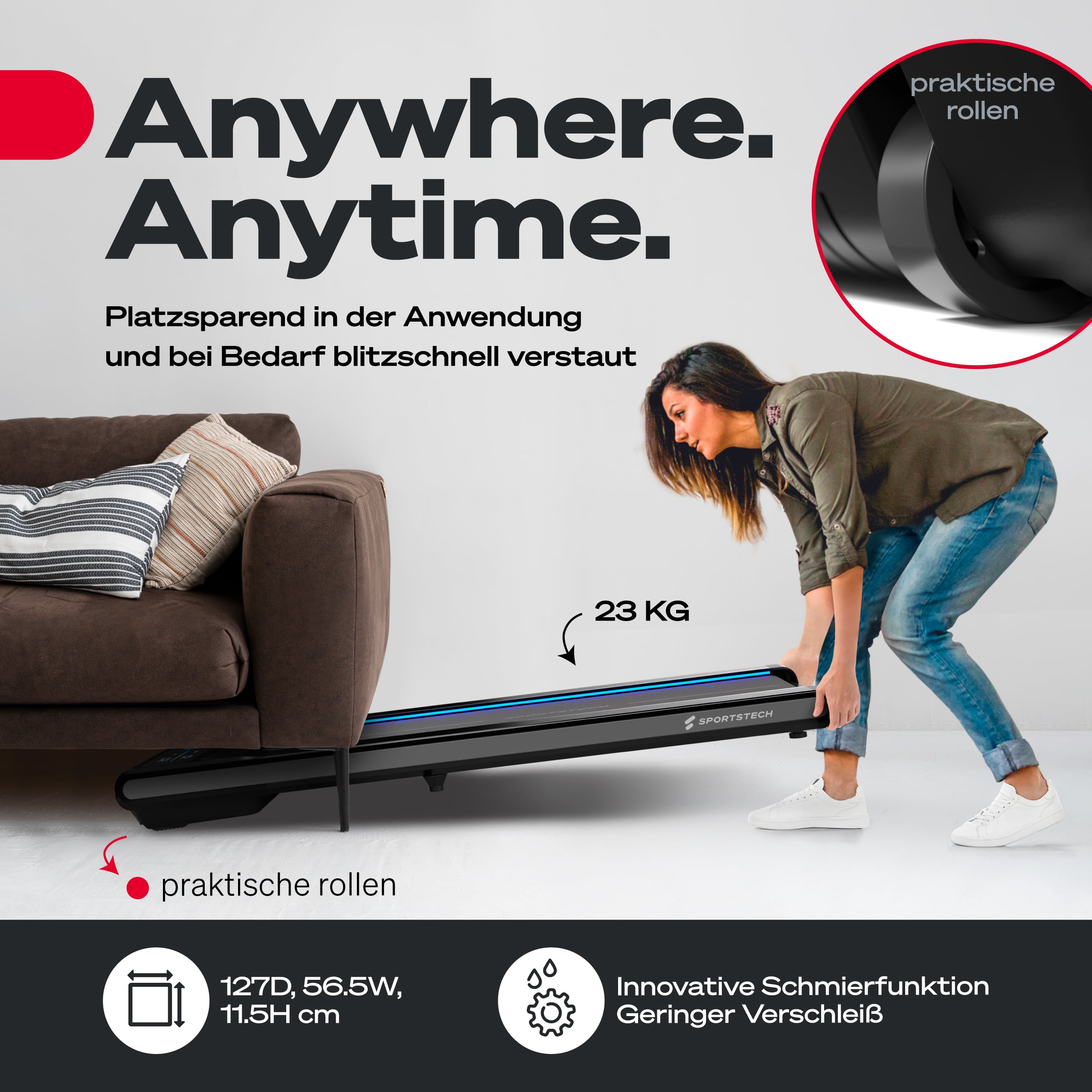 Laufband sWalk grau | Kompakt & leise fürs Homeoffice