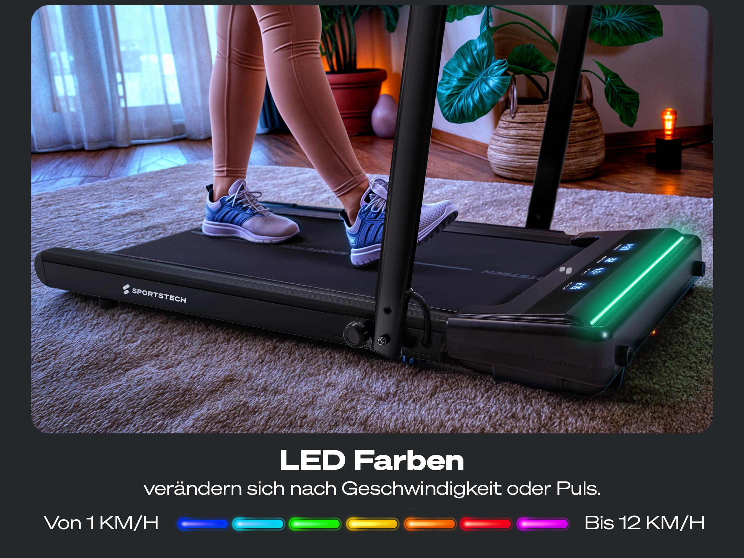 sWalk Lite Plus | 2in1 Laufband mit LED-Anzeige SPORTSTECH