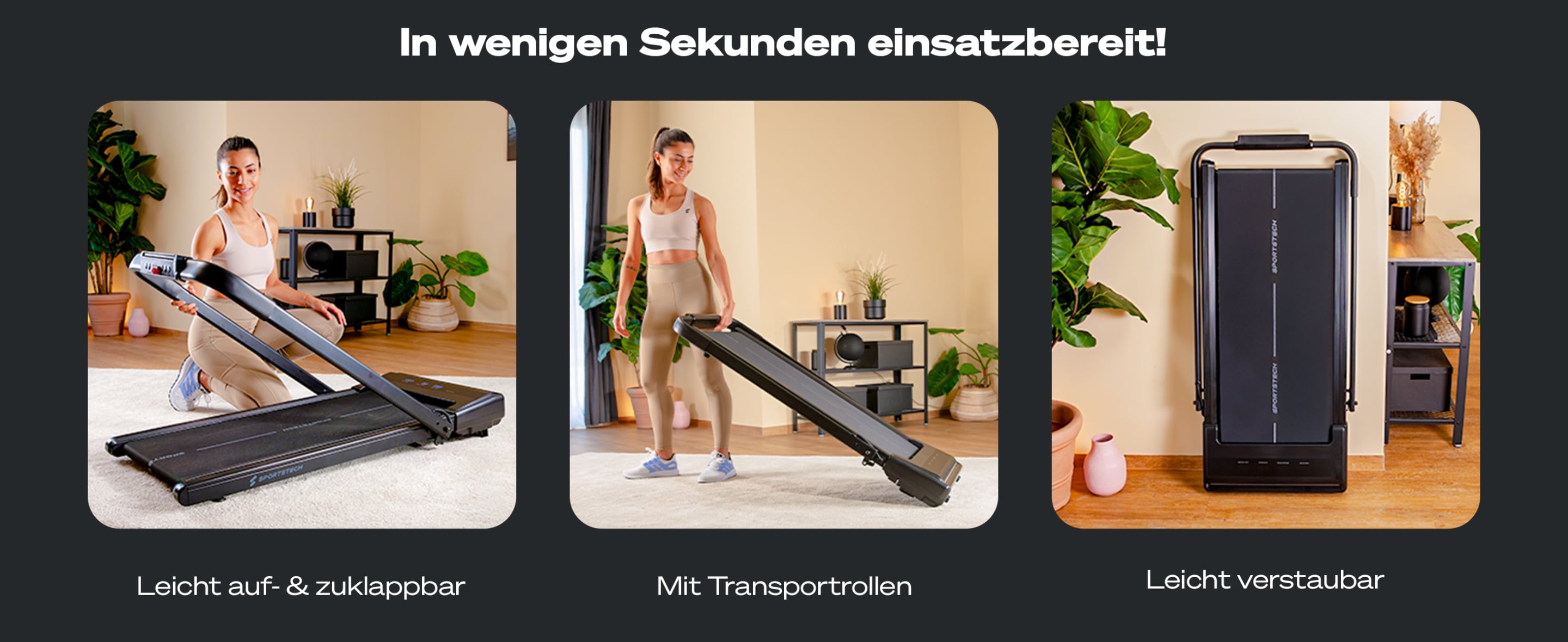 sWalk Lite Plus | 2in1 Laufband mit LED-Anzeige SPORTSTECH