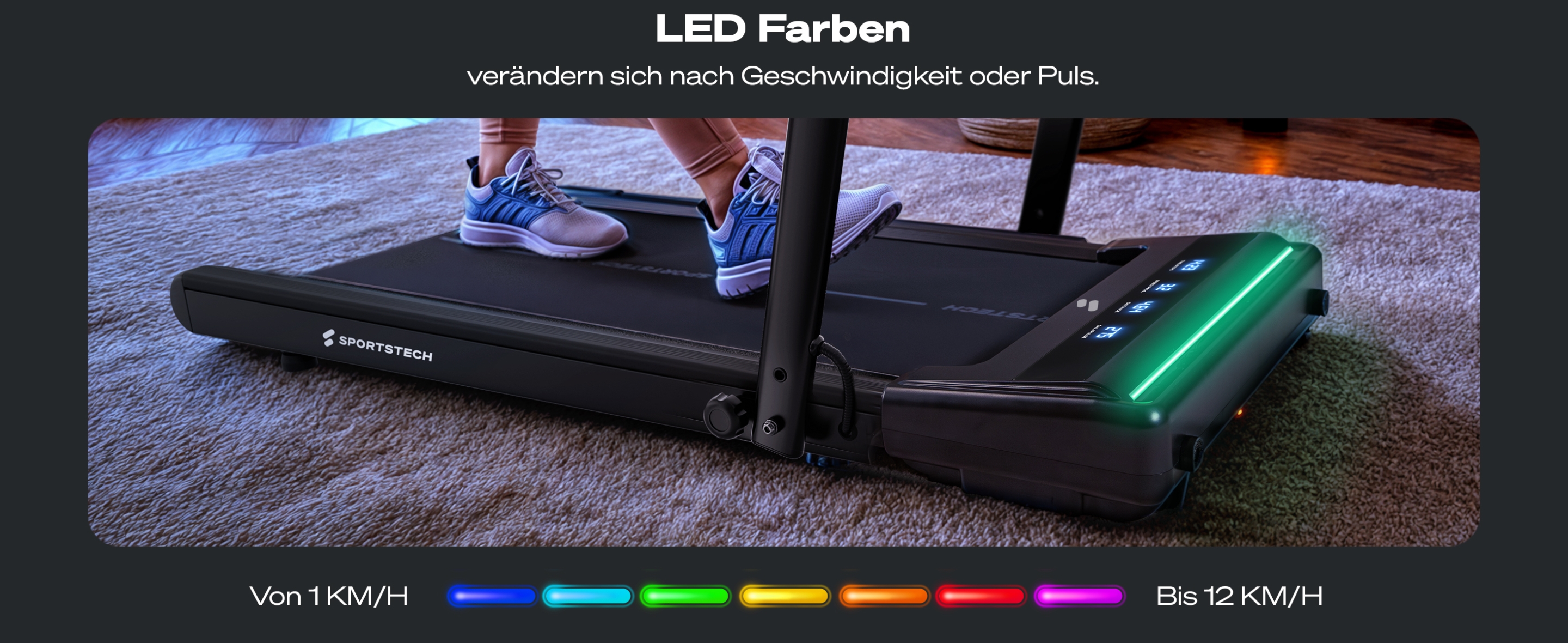 sWalk Lite Plus | 2in1 Laufband mit LED-Anzeige SPORTSTECH