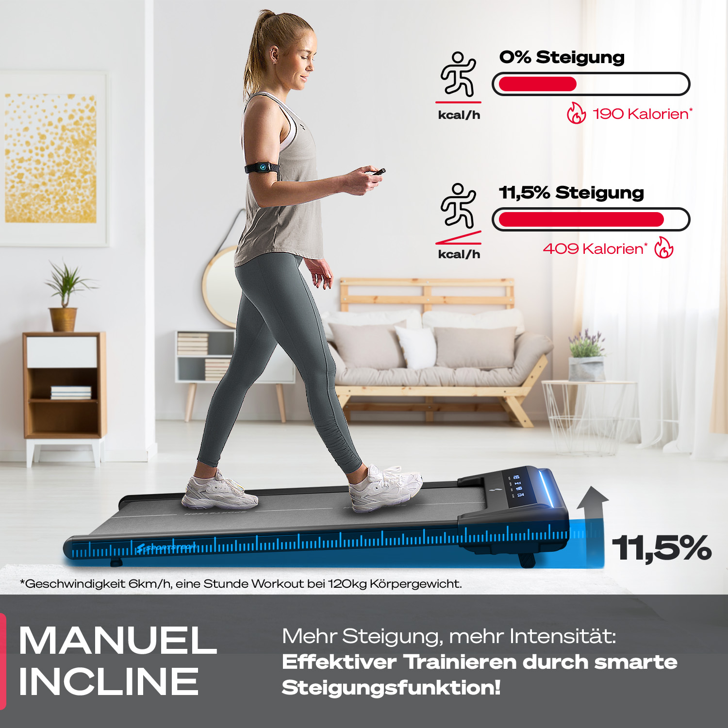 sWalk Lite Laufband | LED-Anzeige & Homeoffice-freundlich SPORTSTECH