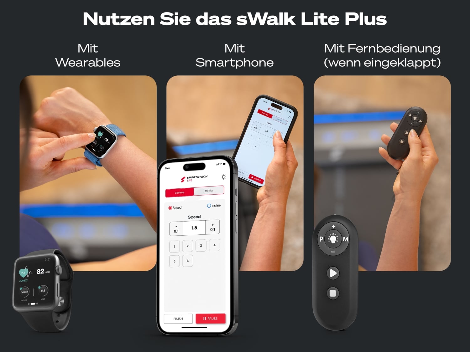 sWalk Lite Plus | 2in1 Laufband mit LED-Anzeige SPORTSTECH