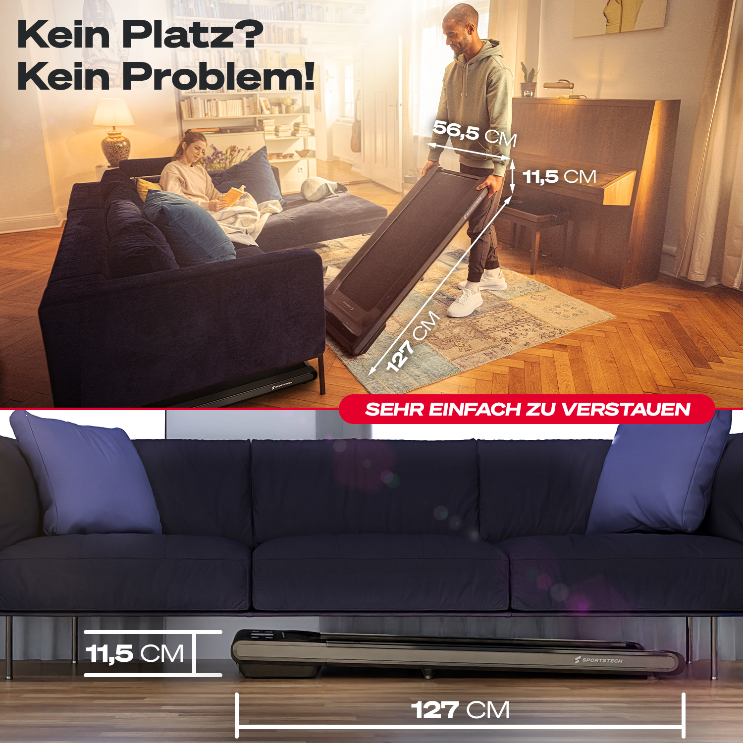 Laufband sWalk grau | Kompakt & leise fürs Homeoffice